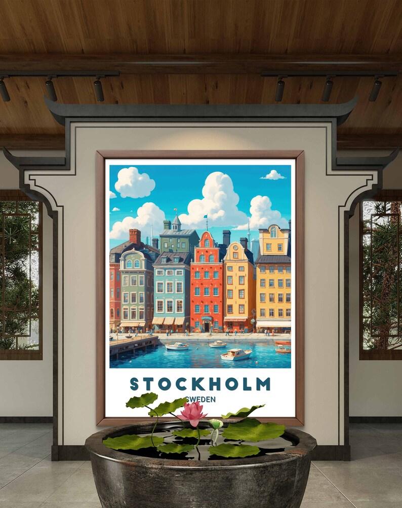 Stockholm Poster: Vibrant Colors of the Historic Gamla Stan Perfect ...
