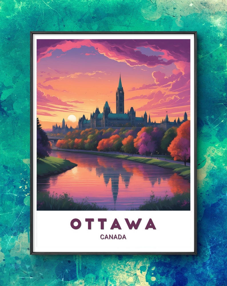 Ottawa Poster Breathtaking Sunset Over Parliament Hill and Rideau Canal ...