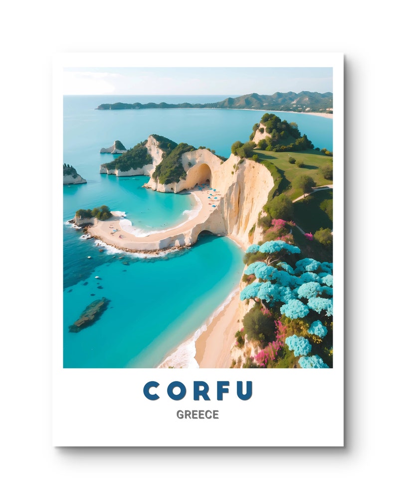 Corfu Poster Stunning Coastal View of Corfu, Greece Art Print Perfect ...