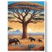 South Africa Poster Majestic African Landscape With Elephants and ...