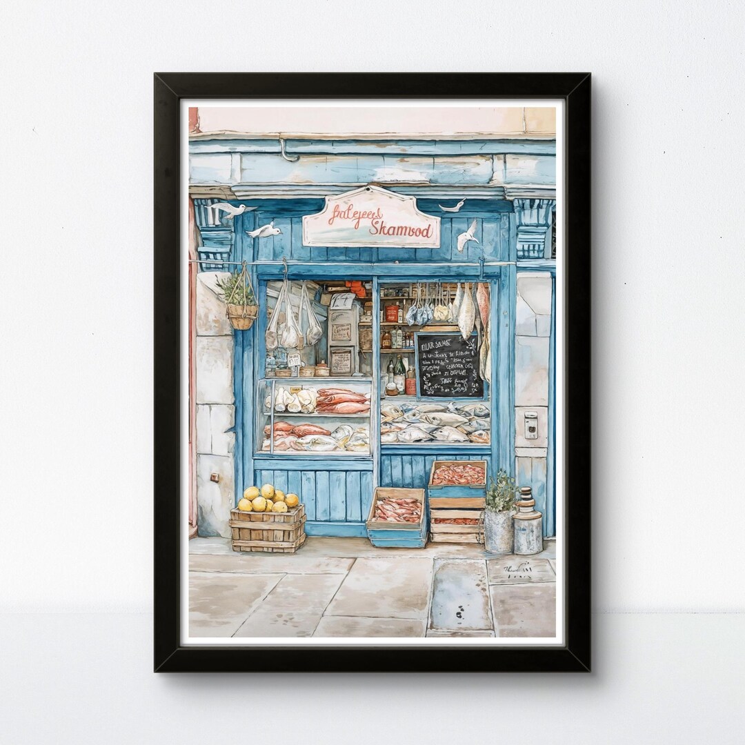 Vintage Fish Market Poster: Coastal Kitchen Seafood Print - Etsy