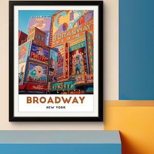 Broadway Poster, Vibrant New York Theater District Art, Iconic Times ...
