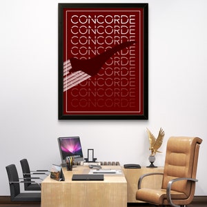 Elegant Red Concorde Jet Art Print Premium Aviation Poster for ...