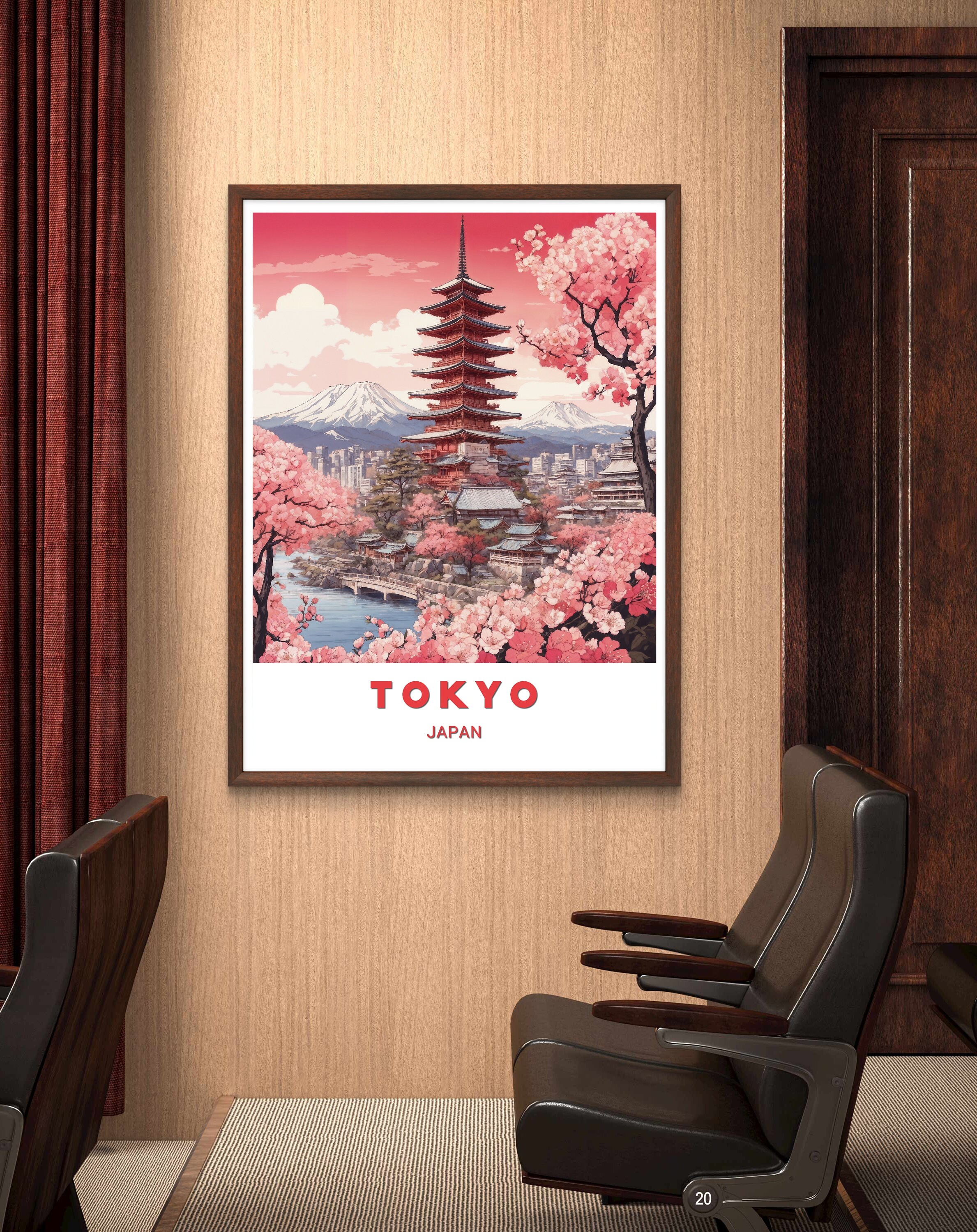Tokyo Poster Beautiful Print of Tokyo Pagoda With Cherry Blossoms and ...