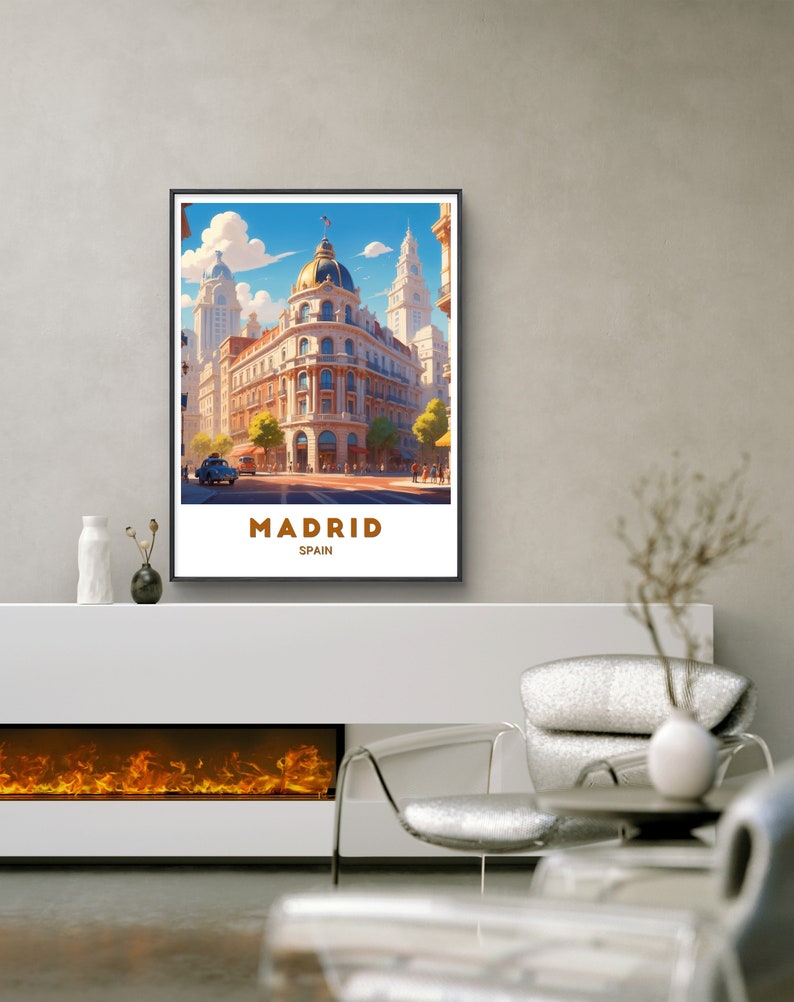 Madrid Poster Stunning Art Print of Madrid's Iconic Architecture and ...