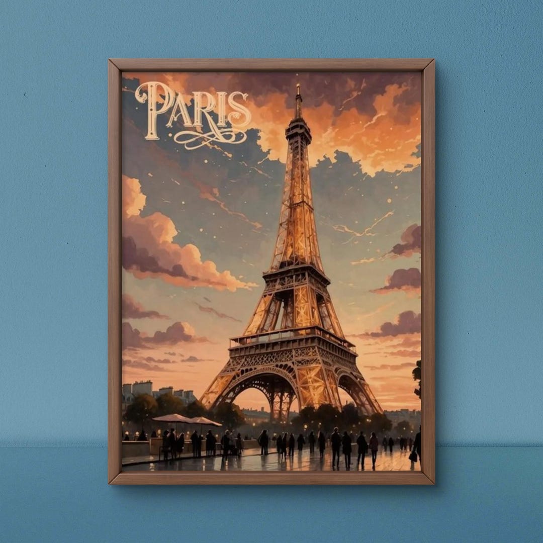 Vintage Paris Poster, Eiffel Tower Print, Retro French Wall Art for ...