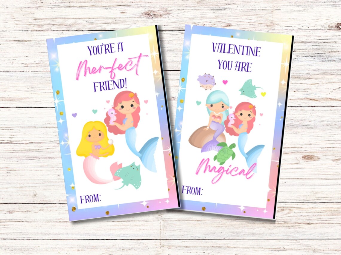 Printable Mermaid Valentine's Day Card, Kids Valentines Day Card ...