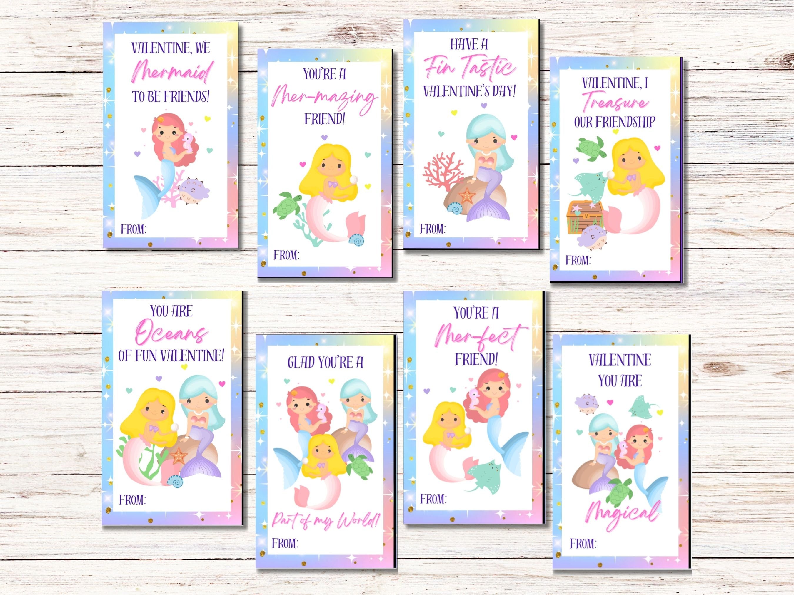 Printable Mermaid Valentine's Day Card, Kids Valentines Day Card ...