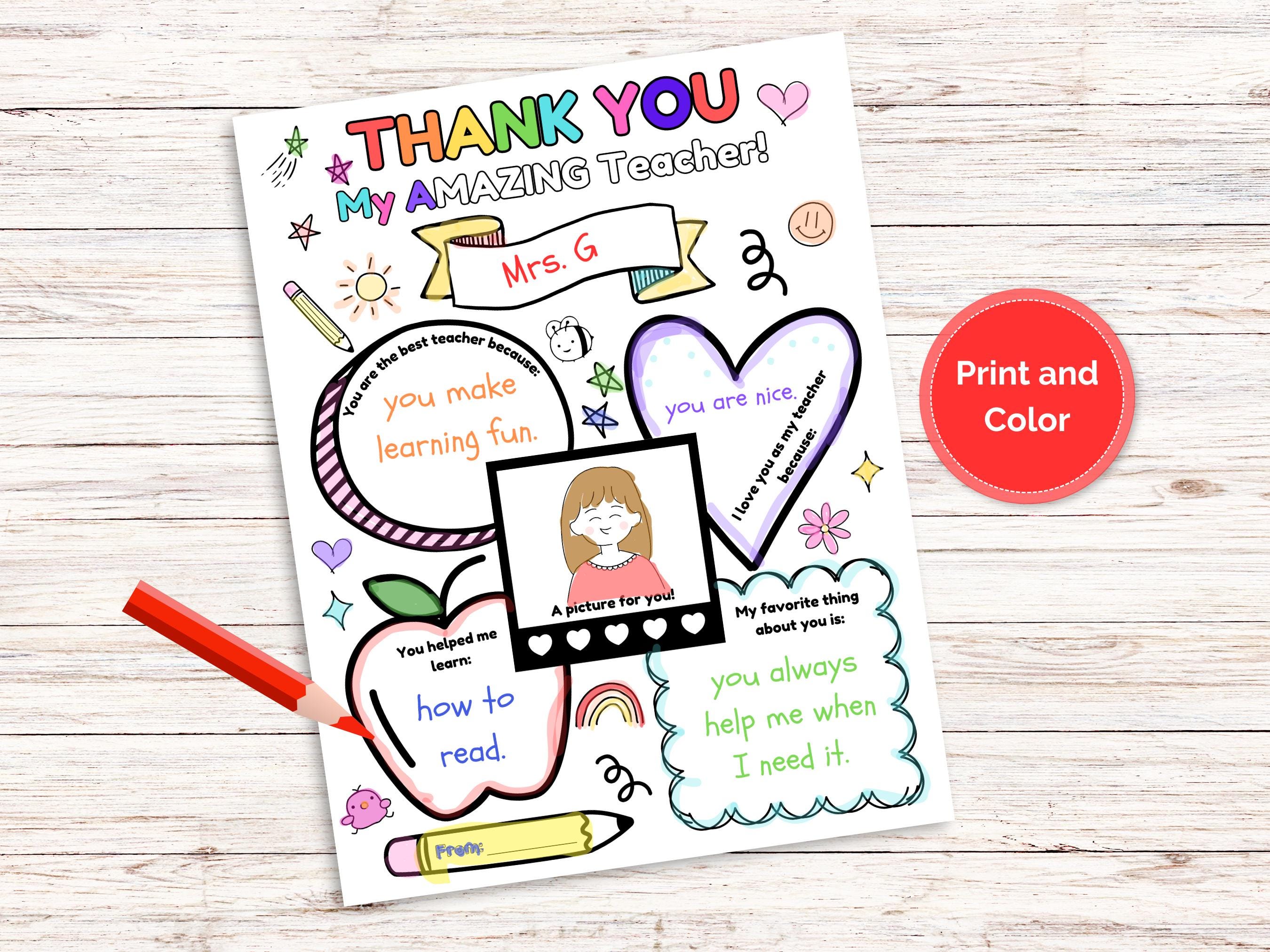Teacher Appreciation Gift Printable, Teacher Thank You Coloring Page ...