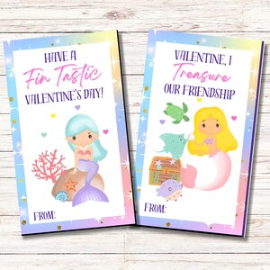 Printable Mermaid Valentine's Day Card, Kids Valentines Day Card ...