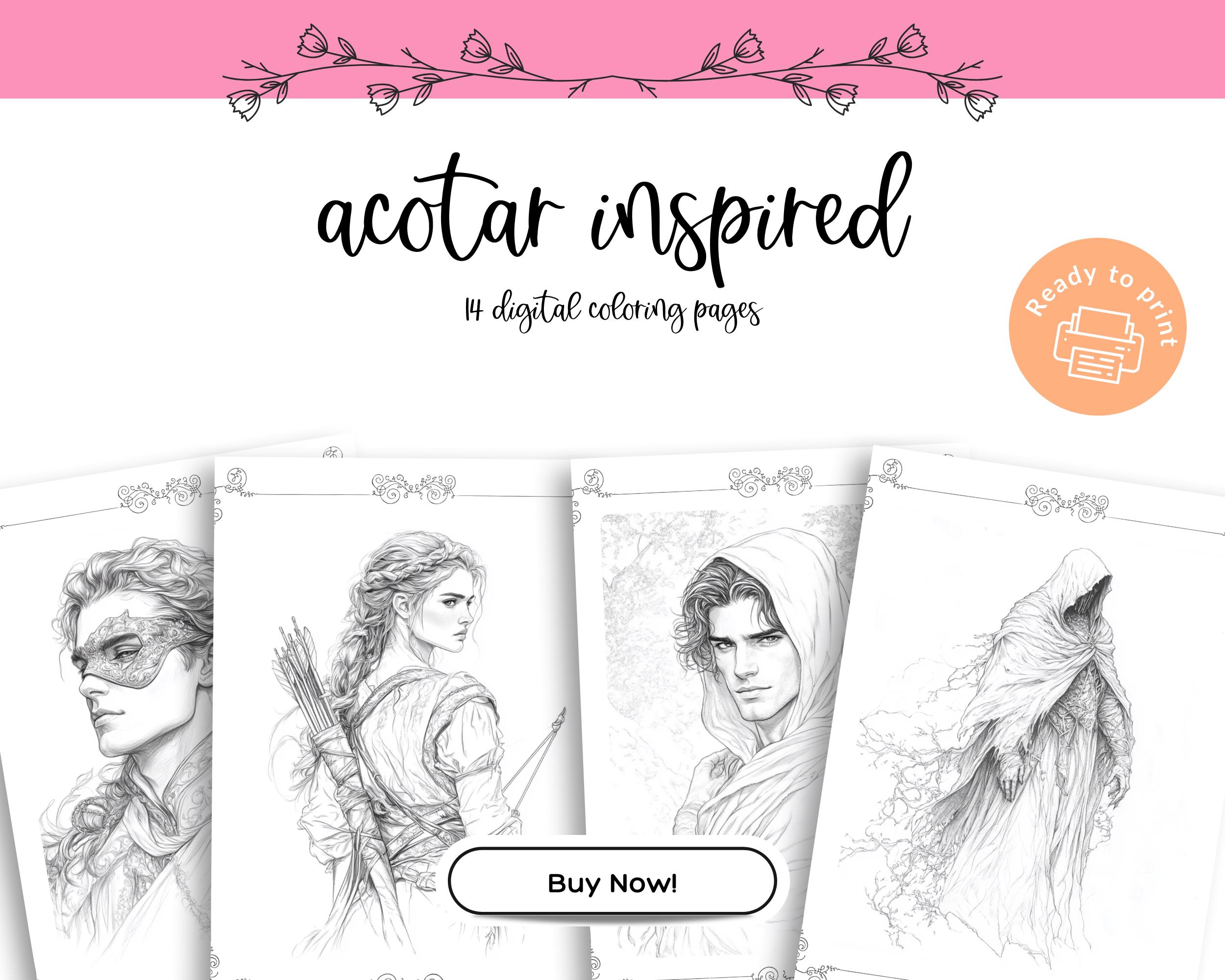 ACOTAR Inspired Coloring Book Pages | Tamlin, Feyre & Rhysand | Spring ...
