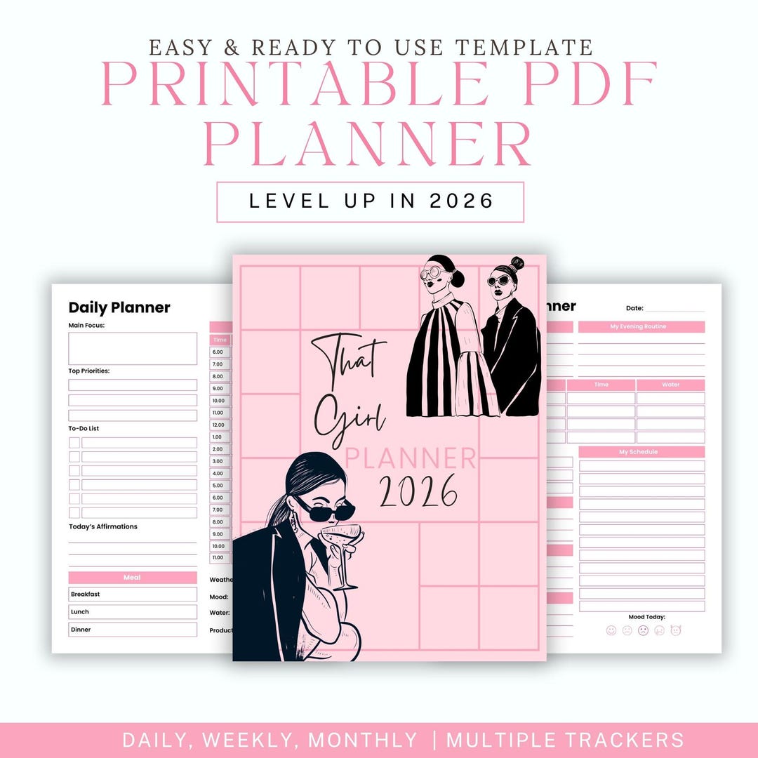 Printable 2026 Planner | All in One PDF Dated Planner| Self Care ...