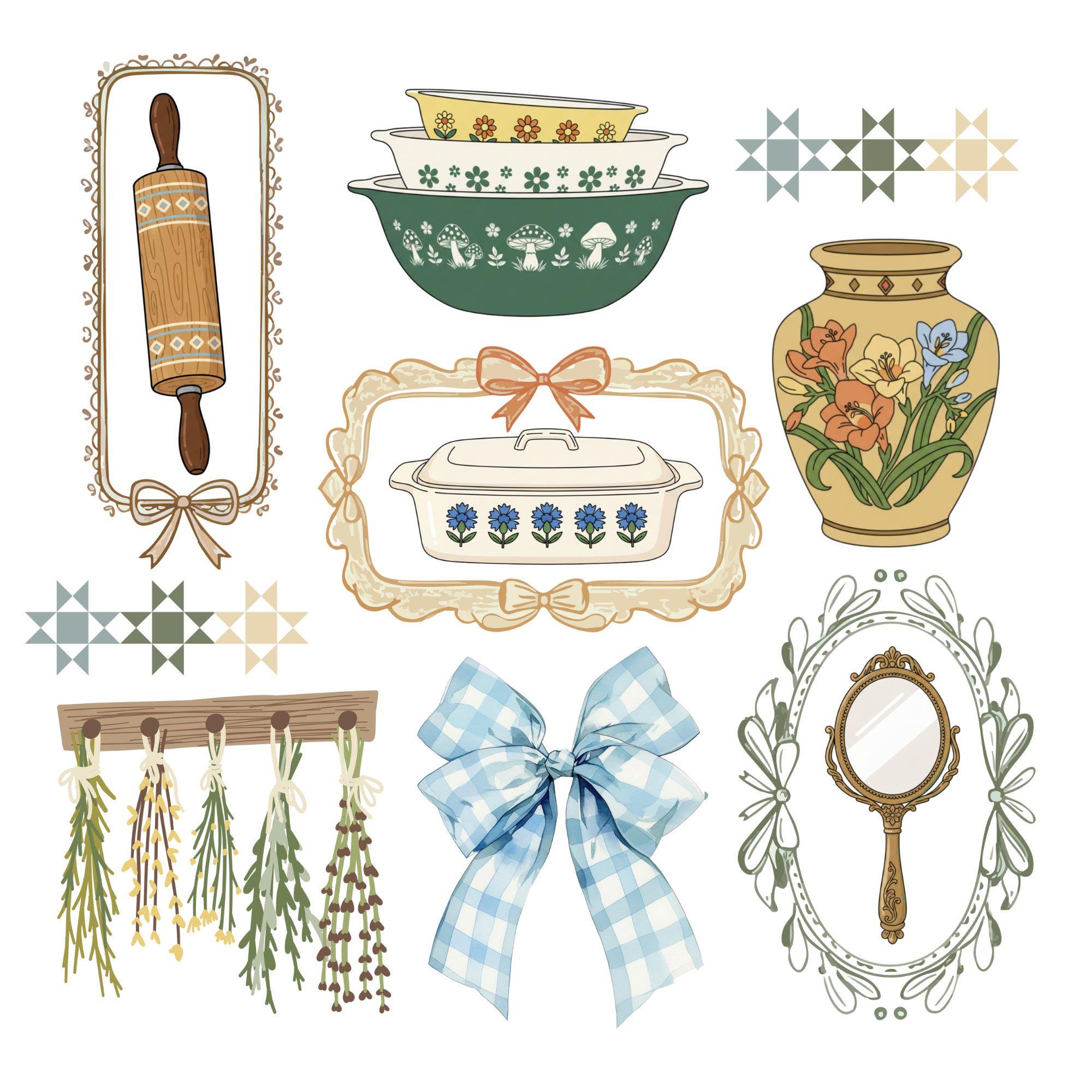 Grandmacore PNG, Thrifting Cottagecore Clipart, Rustic Farmhouse ...