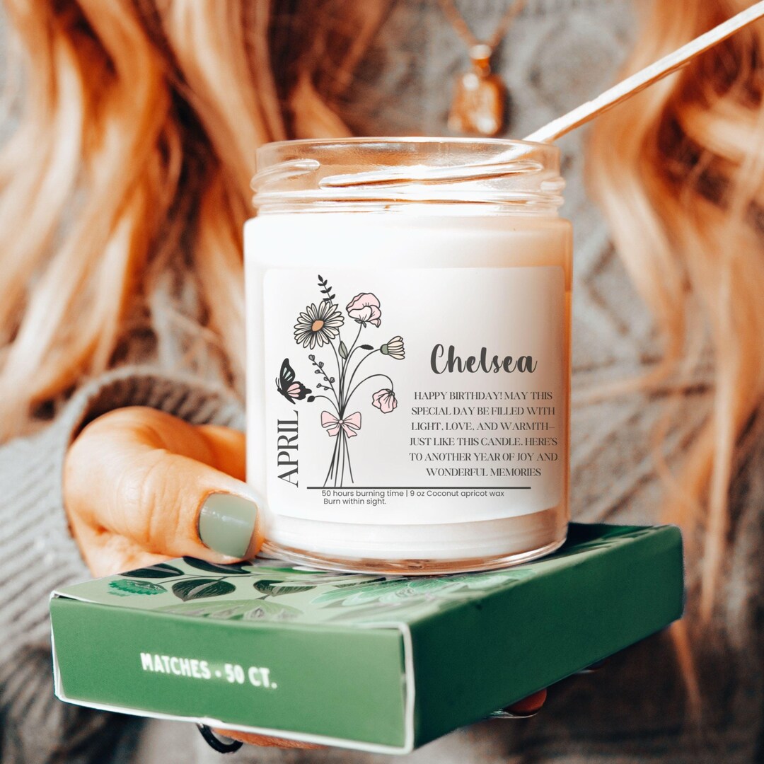 Custom Birth Flower Candle, Personalized Birth Month Candle, Birthday ...