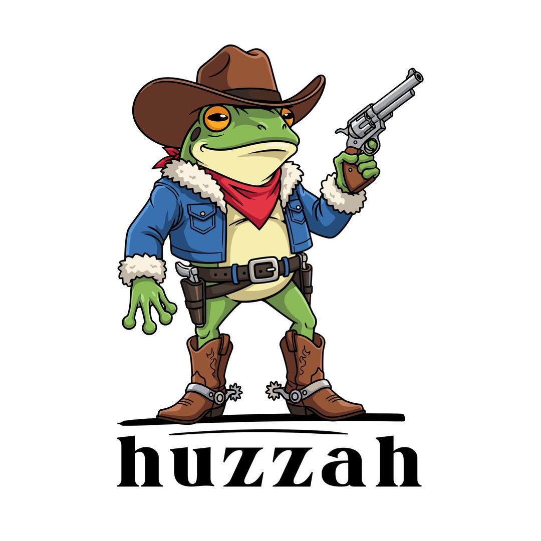 Huzzah Cowboy Frog PNG | Funny Frog Meme Design | Western Frog Digital ...