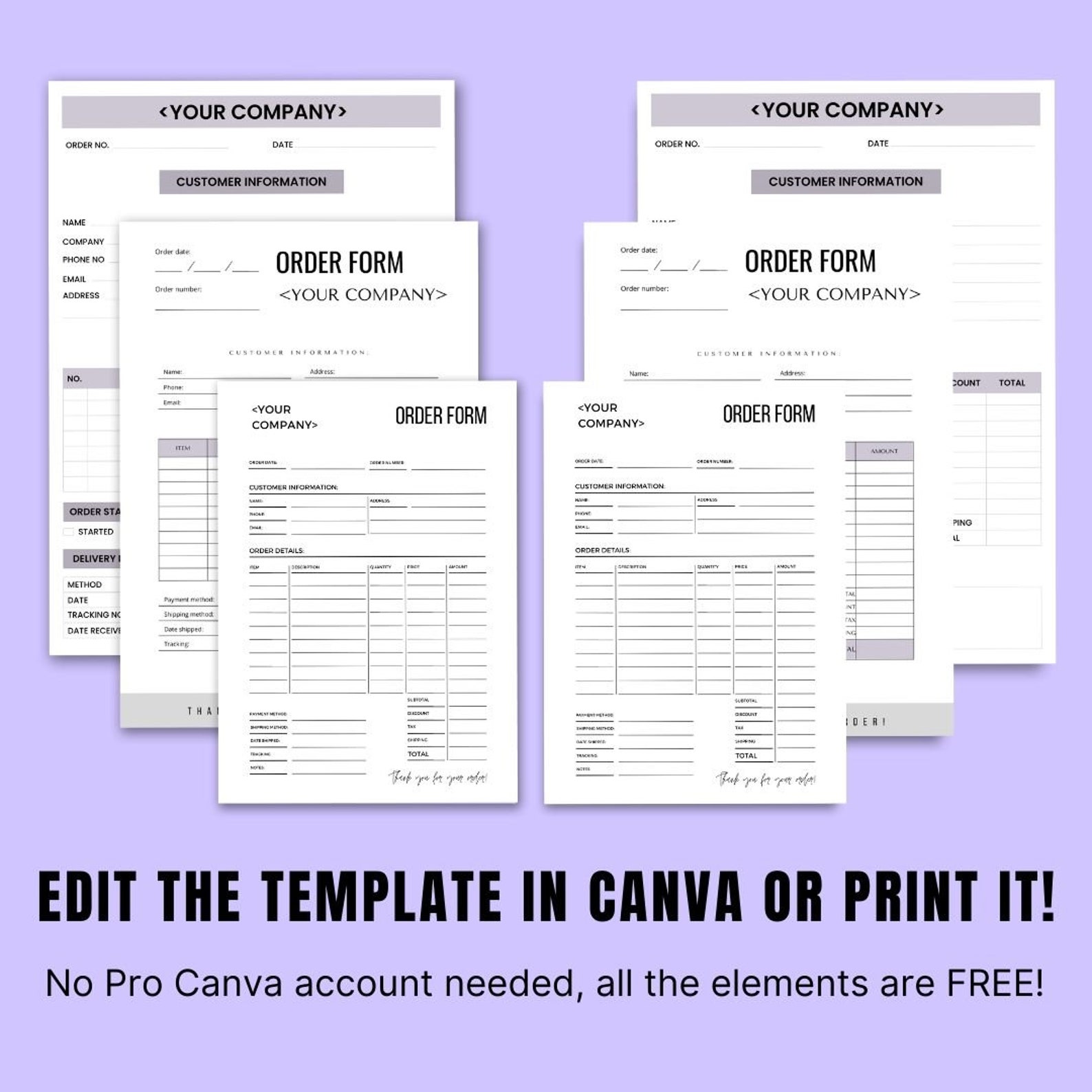 Order Form Bundle | Order Form Template | Purchase Form Template ...