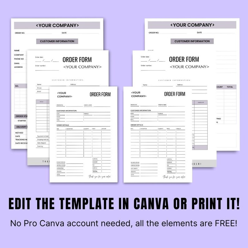Order Form Bundle | Order Form Template | Purchase Form Template ...
