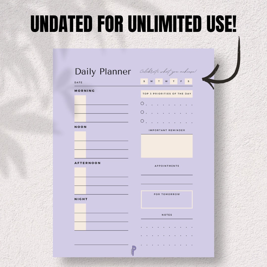 Minimalist Daily Planner Printable, Daily to Do List for Work/home ...