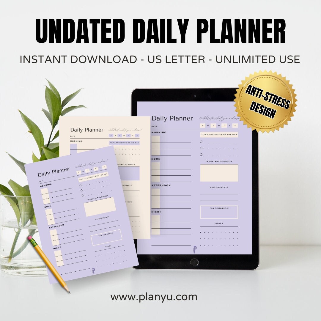 Minimalist Daily Planner Printable, Daily to Do List for Work/home ...
