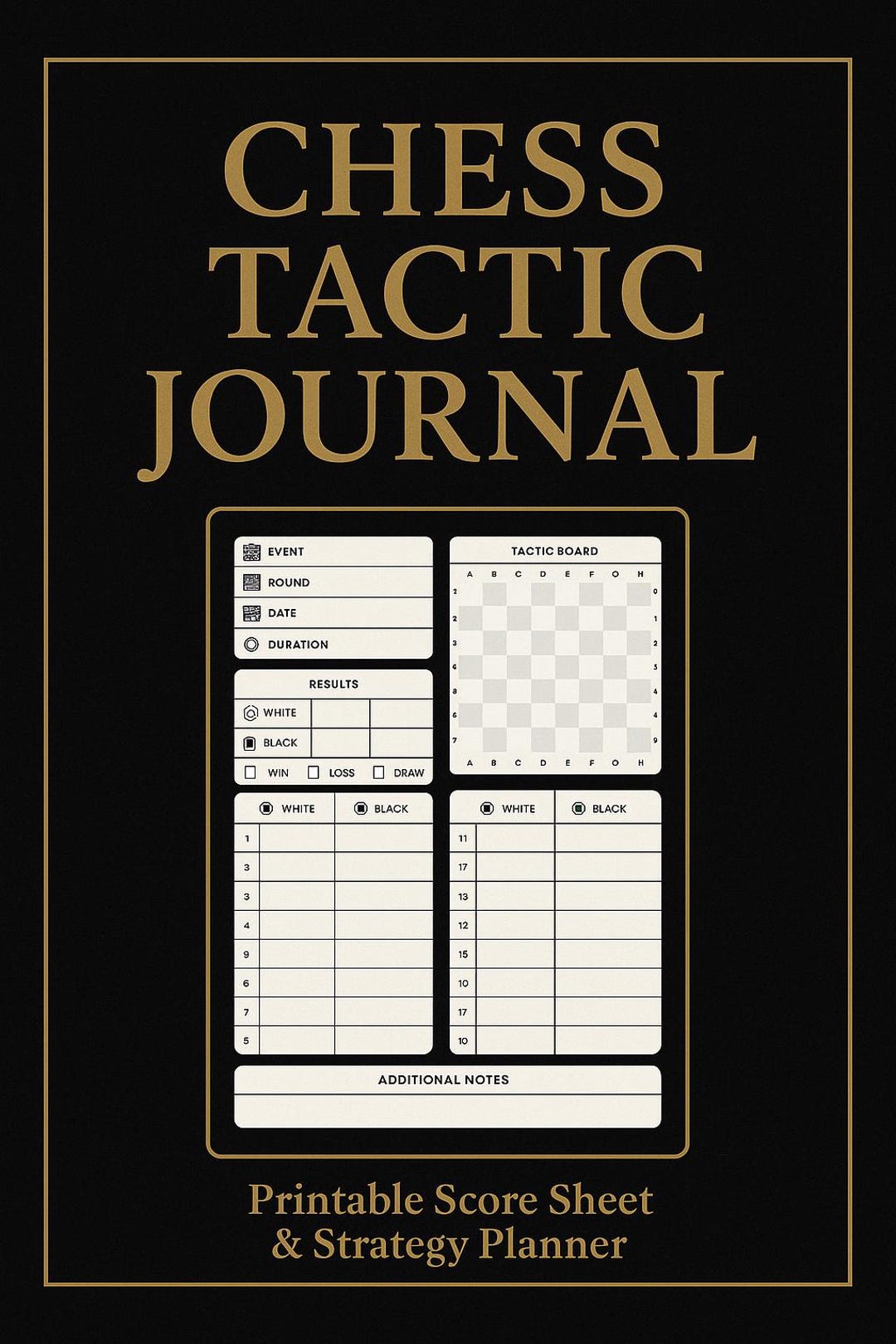 Chess Tactic Journal – Printable Score Sheet & Strategy Planner - Etsy