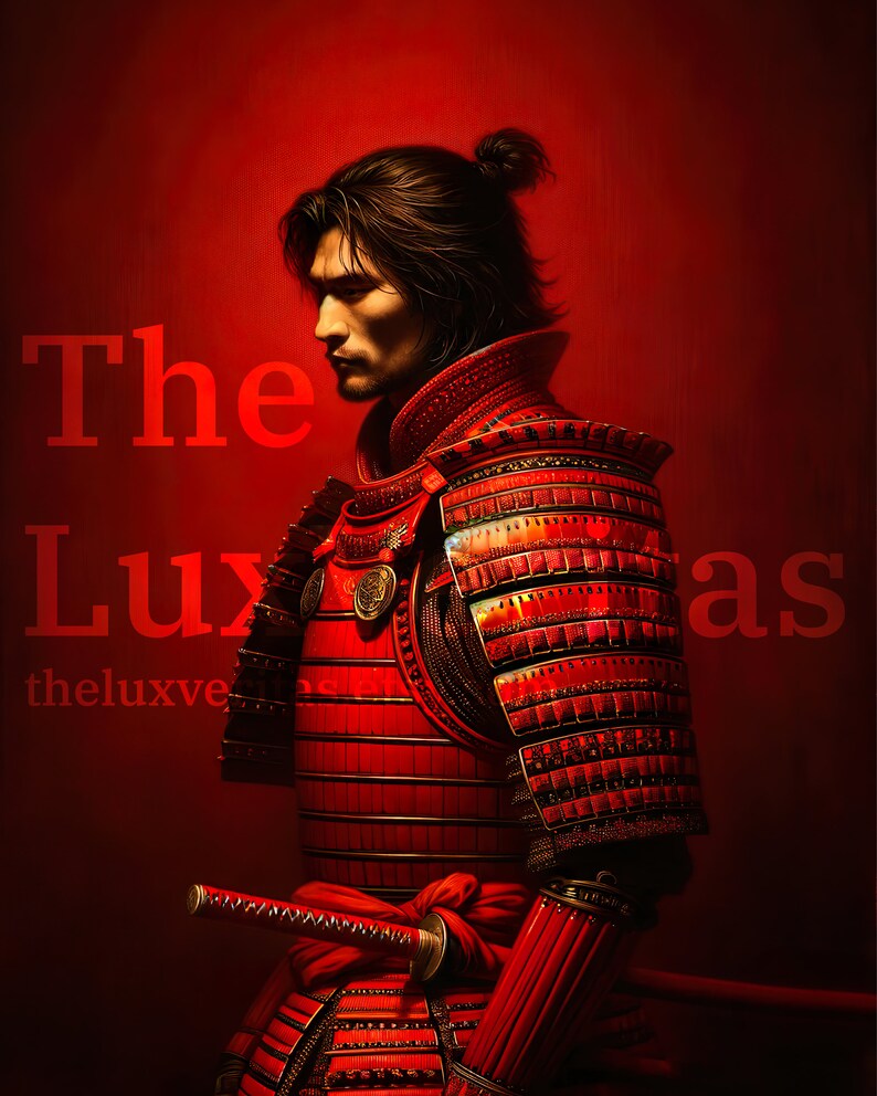 Kaizen Samurai Red Portrait Printable Poster Digital Wall Art Multiple ...
