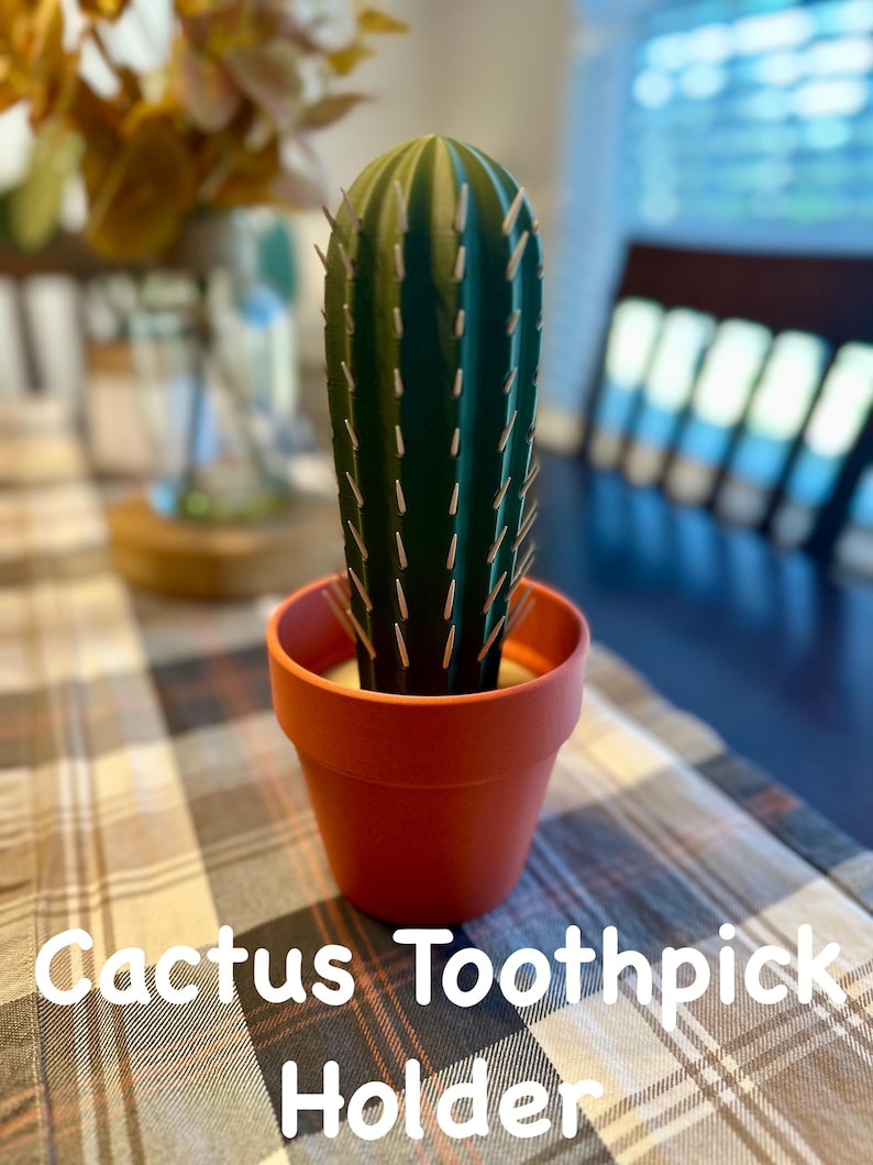 3D Printed Cactus Toothpick Holder – Unique Home Decor & Functional ...
