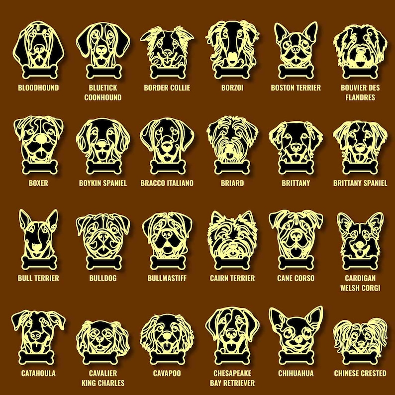 Line Art Dog SVG Bundle, 150 Dog Breed Design, Ornament, Sun Catcher ...