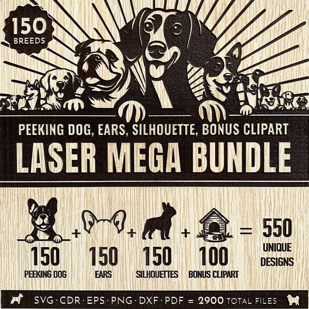 Dog Laser Engraving Mega Bundle, Laser Cut Bundle,svg Dxf Pdf Png Eps ...