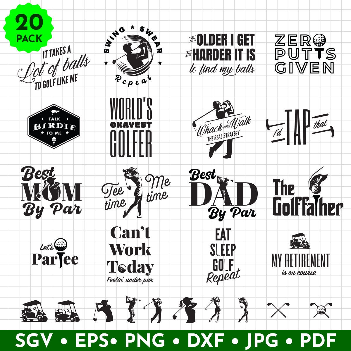 20 Golf SVG Bundle, Golfing SVG Bundle, Golfer SVG, Golf Ball Svg, Golf ...