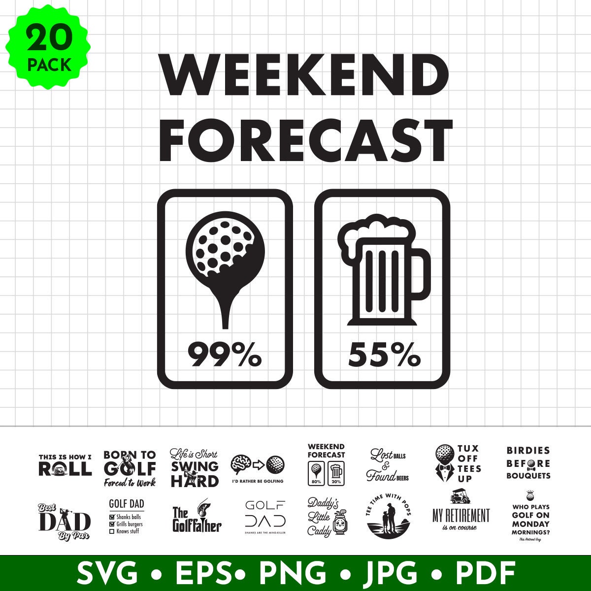 20 Golf SVG Bundle, Fathers Day Golf Gift, Golf Cut File Golf Cricut ...