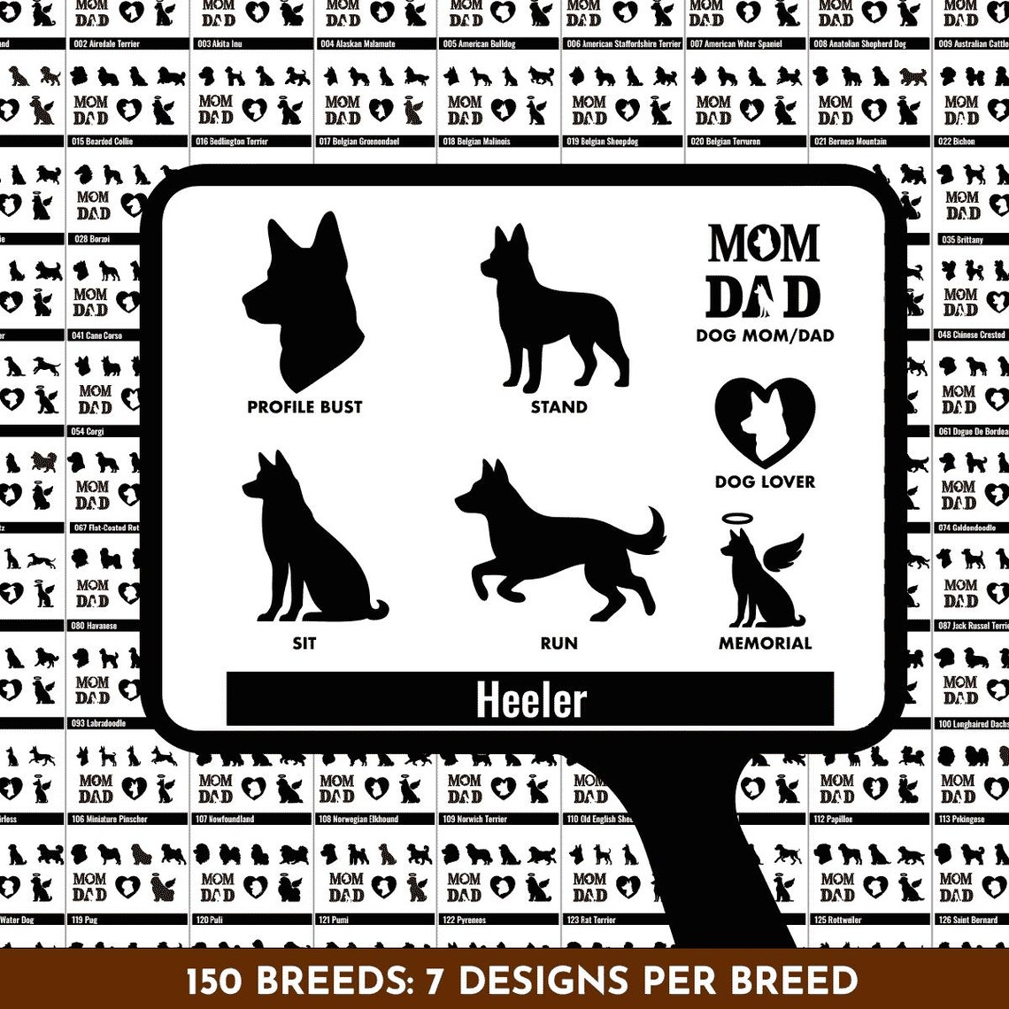 Dog Breed Silhouette Mega Bundle, Laser Cut Bundle, Engraving Designs ...
