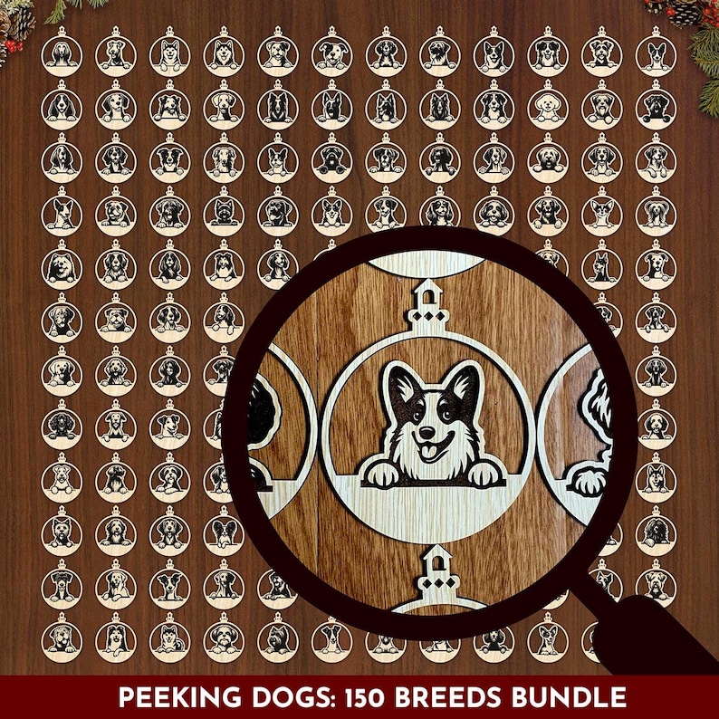 Christmas Ornament for Dog SVG Bundle Laser Cut File, 150 Breeds, Dog's ...