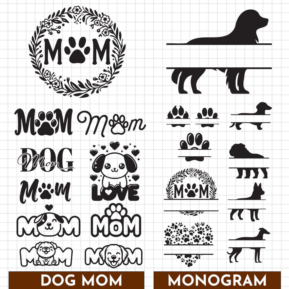 Dog Clipart Svg Bundle, Dog Mom SVG, Cricut Dog Cut Files Silhouette ...