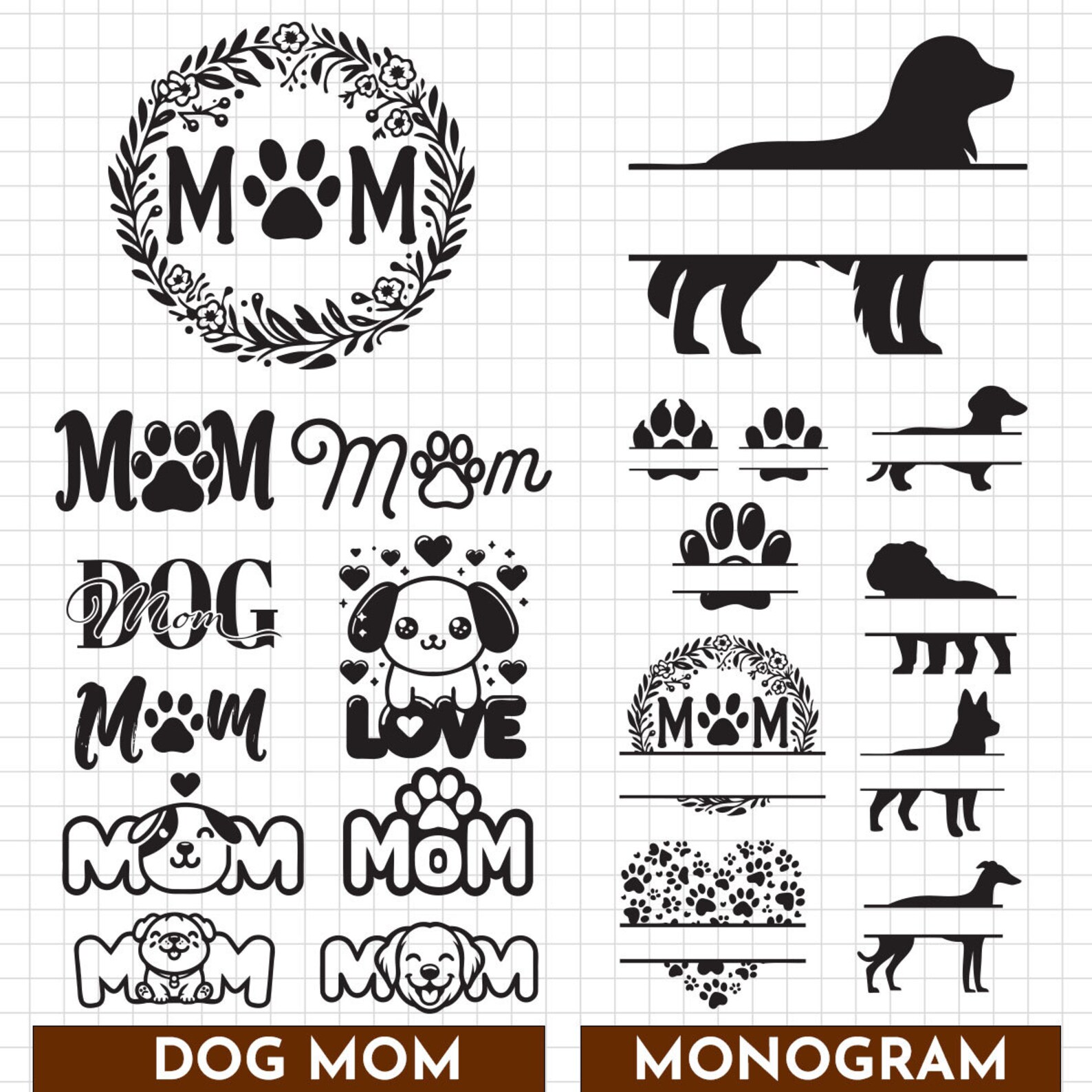 Dog Clipart Svg Bundle, Dog Mom SVG, Cricut Dog Cut Files Silhouette ...
