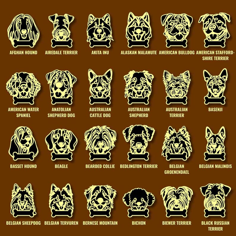 Line Art Dog SVG Bundle, 150 Dog Breed Design, Ornament, Sun Catcher ...
