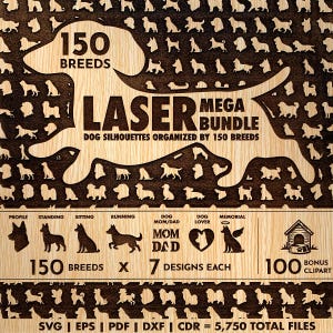 Dog Breed Silhouette Mega Bundle, Laser Cut Bundle, Engraving Designs ...