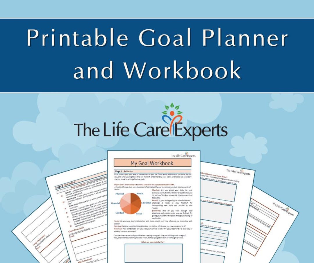 Personal Goal Workbook and Planner - Fillable PDF Worksheets for Goal ...
