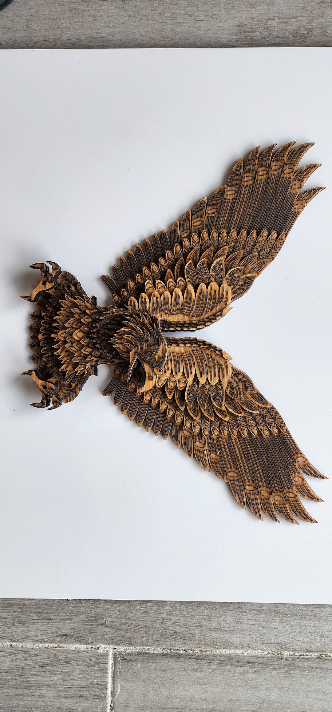 Large 420mm Eagle Wooden Art Laser-cut, Detailed Craftsmanship Majestic ...