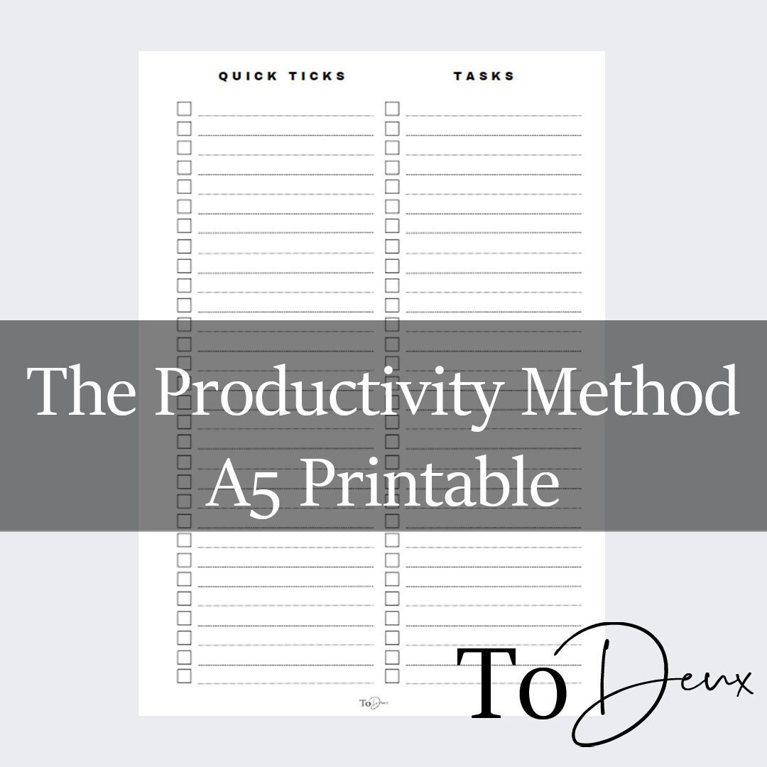 A5 Printable Quick Ticks and Tasks the Productivity Method to - Etsy