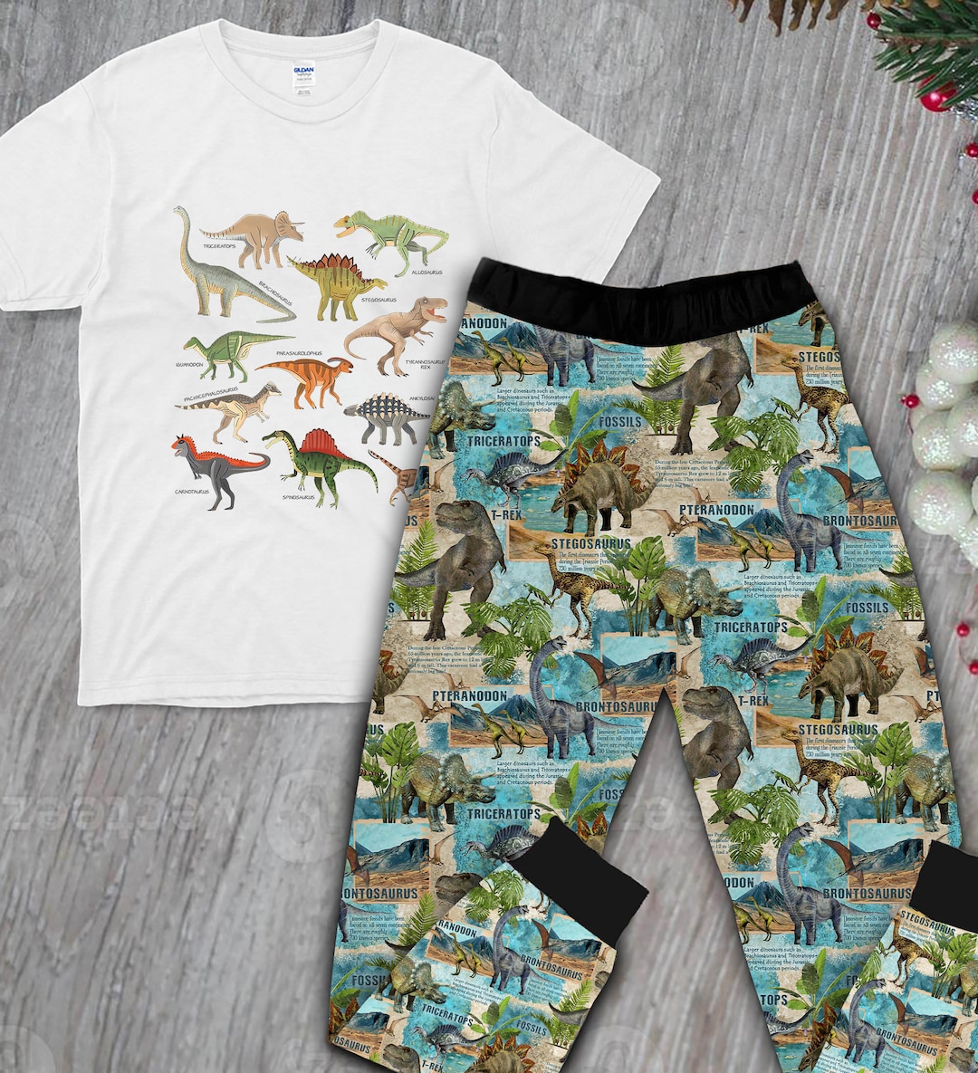 Dinosaurs T-rex Pajamas Set, Dinosaurs Pajamas, Dinosaurs Family ...