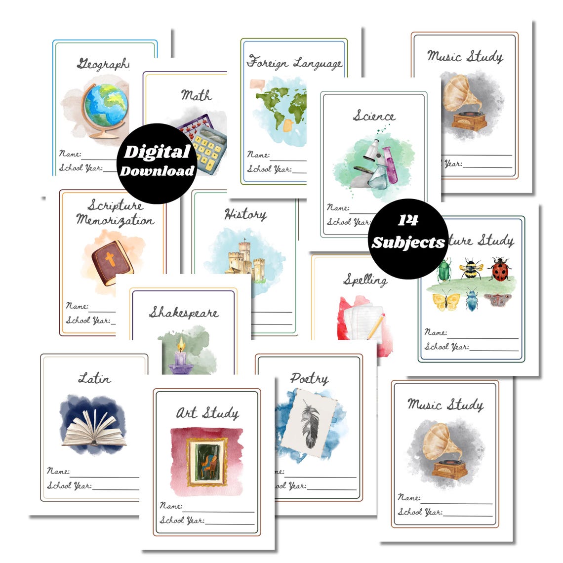 Charlotte Mason Homeschool Binder Covers: Printable Subject Planner ...