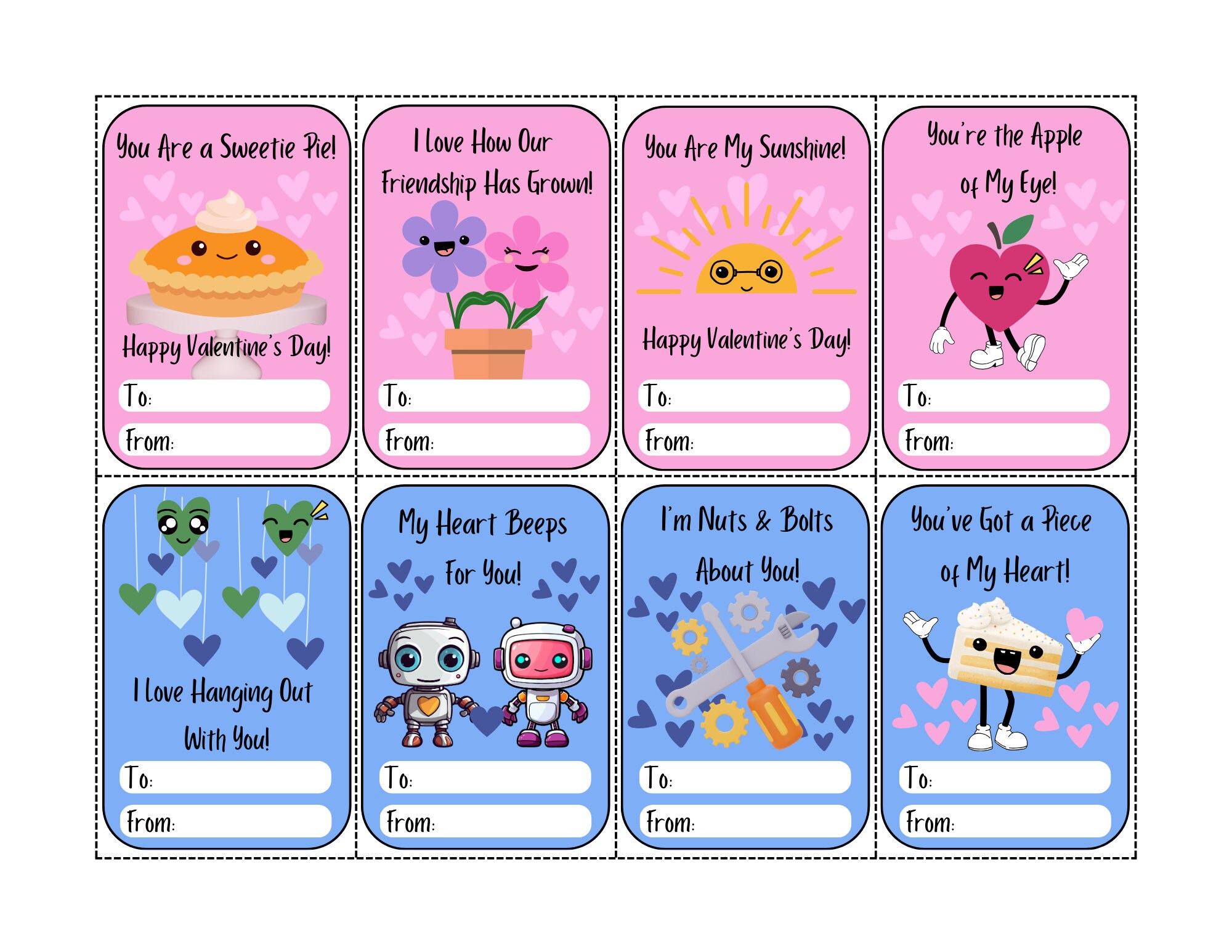 Kids Valentine's Day Cards INSTANT DOWNLOAD - Etsy