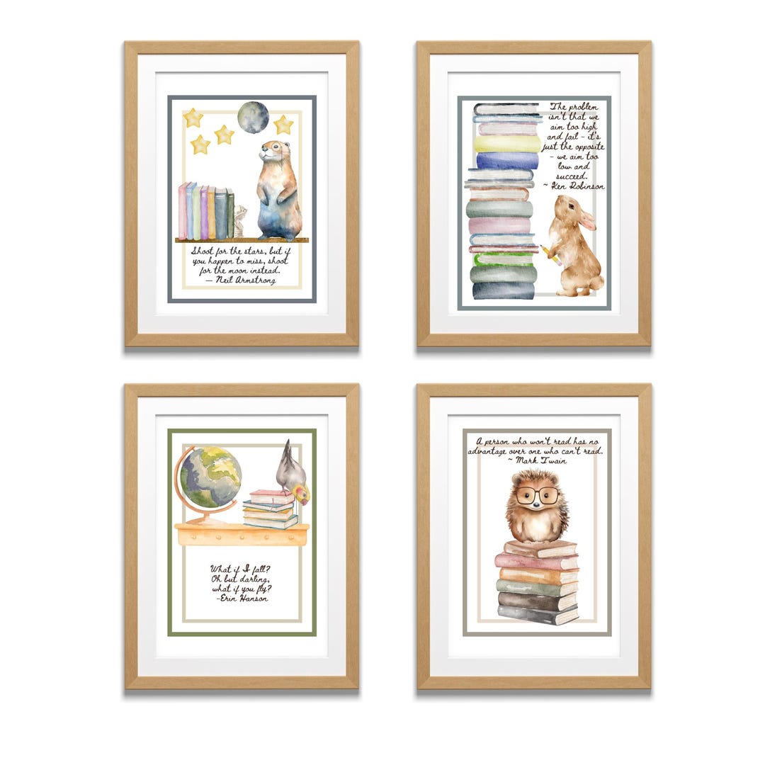 Whimsical School Printables, Set of 4 Digital Downloads Instant Artwork ...
