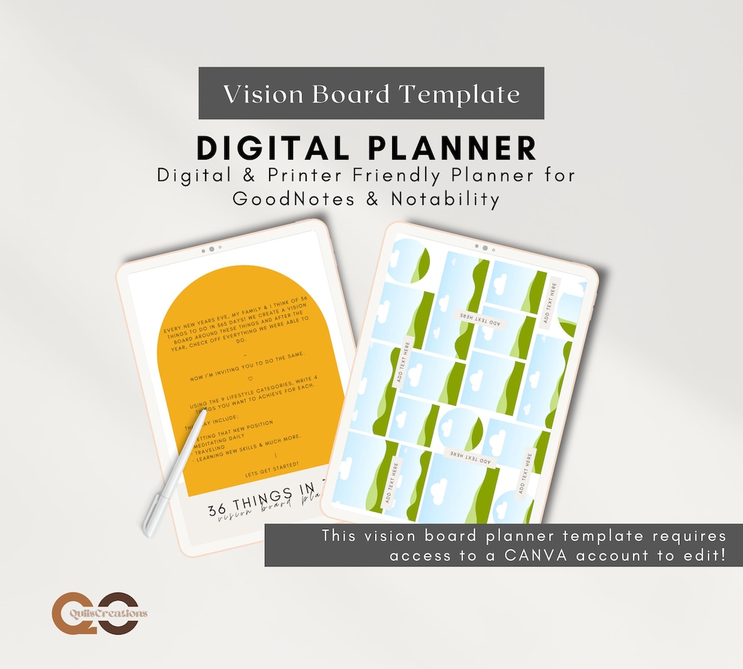 Vision Board Planner | Printable & Digital | Canva Needed! - Etsy