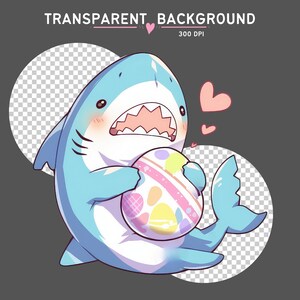 Easter Shark Watercolor Clipart Bundle, Cute Shark With Bunny Ears ...