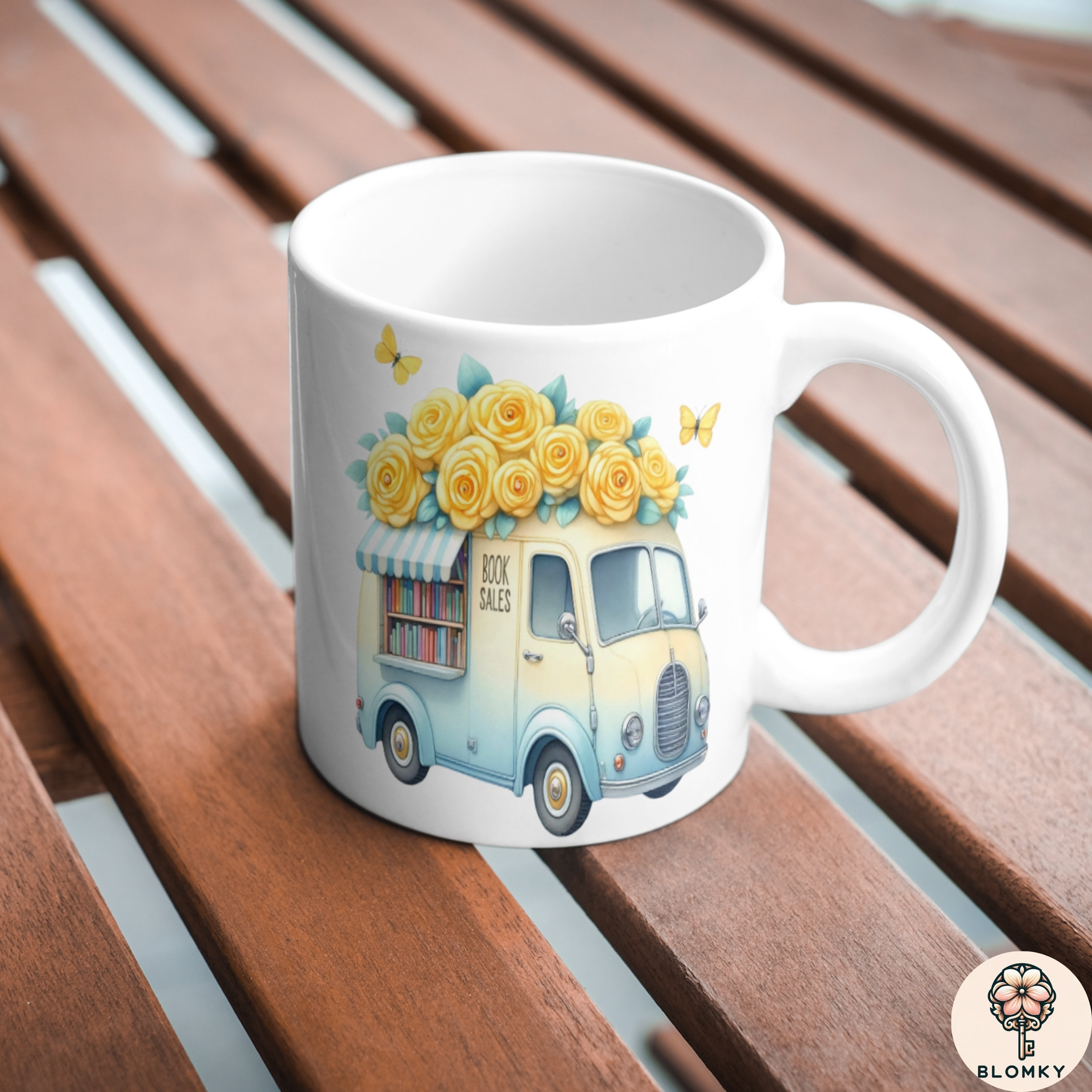 Book Van Floral Clipart Vintage Rose Bookmobile PNG Set, Digital ...