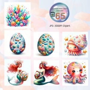 Watercolor Mermaid Easter Clipart PNG | Spring Holiday Mermaid Art ...