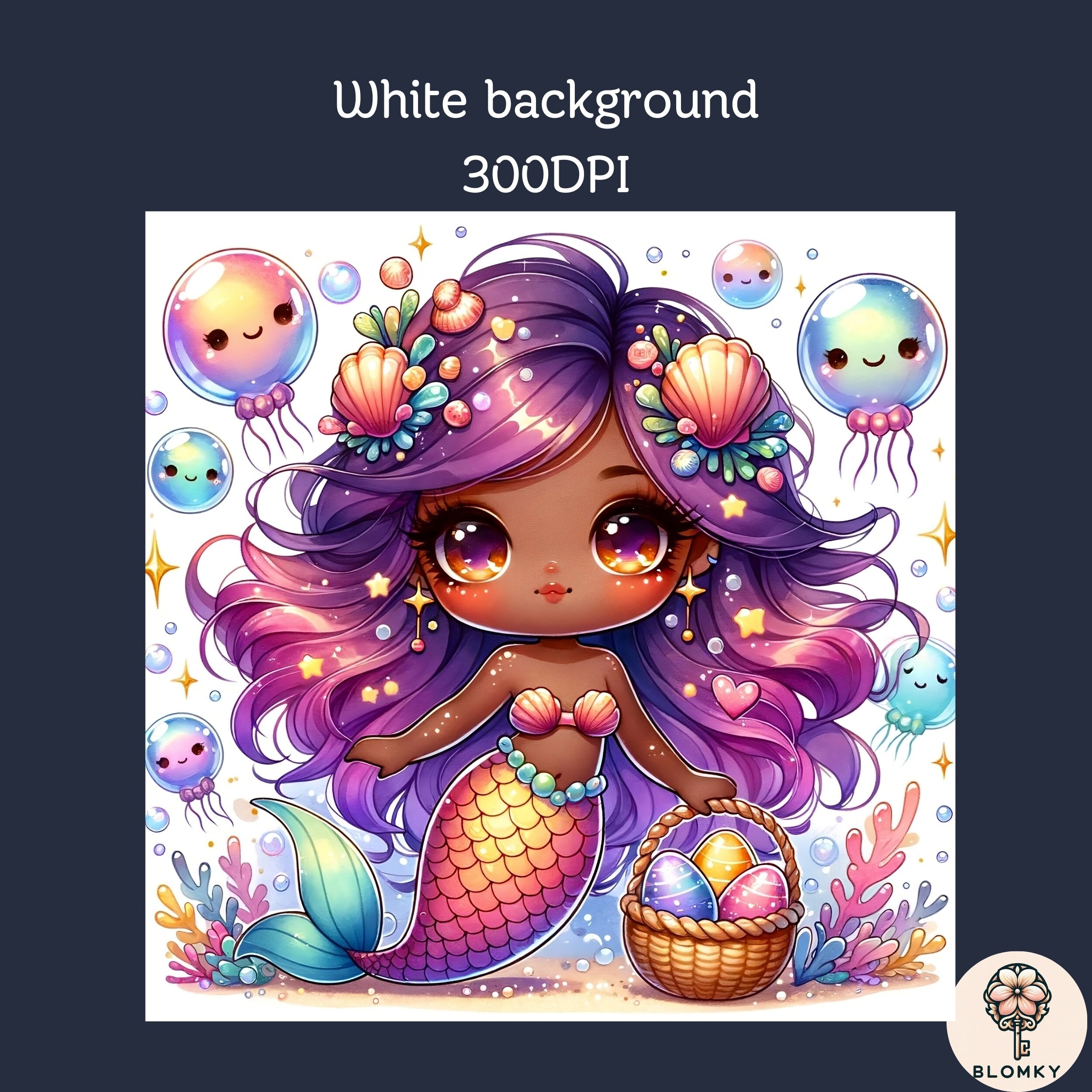 Mermaid Easter Clipart - Watercolor Style, Digital JPG Files, Spring ...