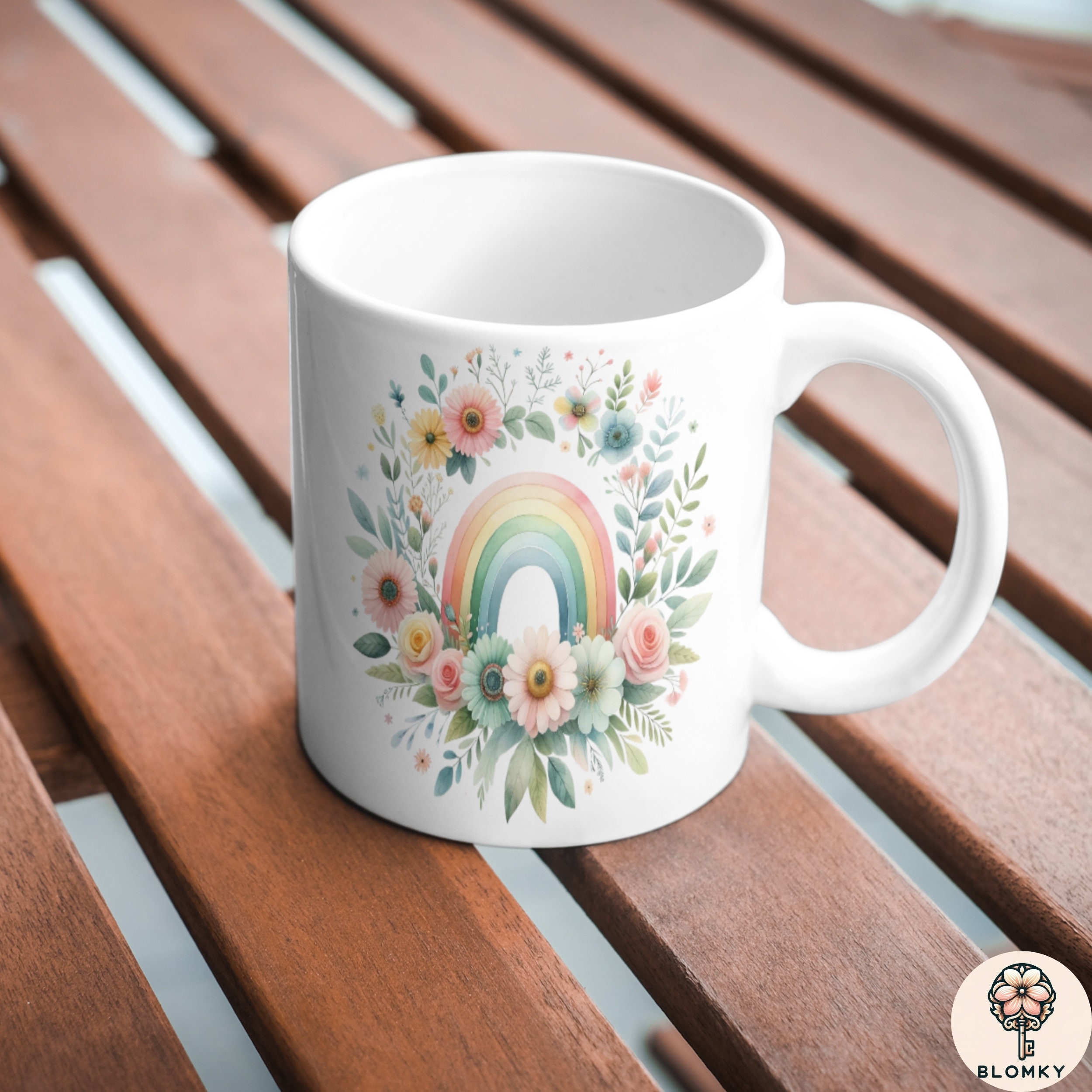 Boho Rainbow Floral Watercolor Clipart - Pastel Rainbow Digital ...