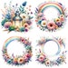 Boho Rainbow Floral Watercolor Clipart: Pastel PNG Graphics (digital ...